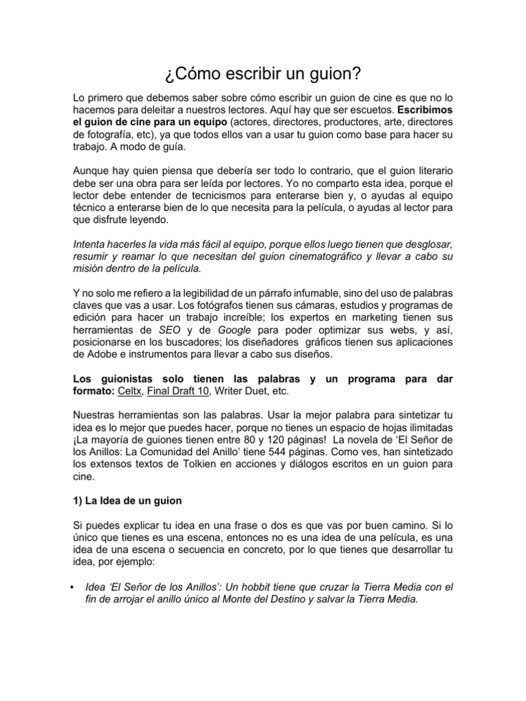 Cómo Escribir Un Guion | PDF | Guión