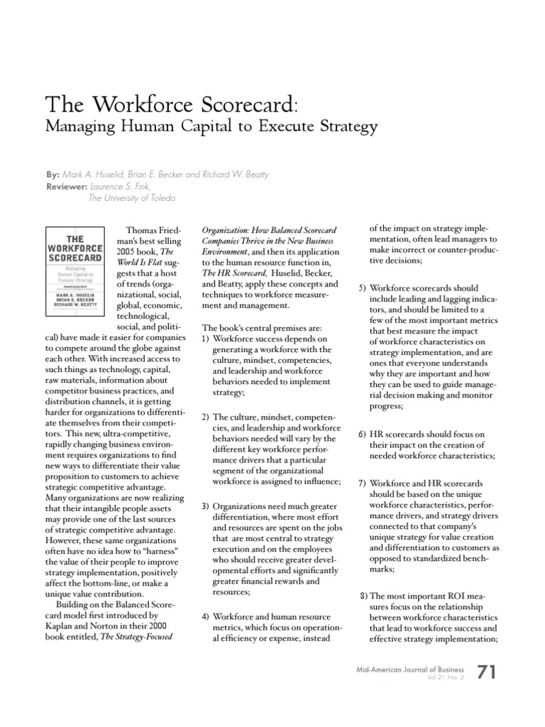 Workforce Scorecard for Strategy Execution | PDF | Career & Growth