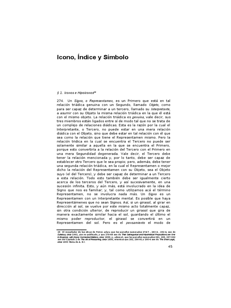Peirce - Icono, Índice, Símbolo | PDF | Los símbolos | Palabra