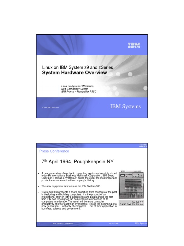 2 System Z IBM System Z Hardware | PDF | Mainframe Computer | Computer ...
