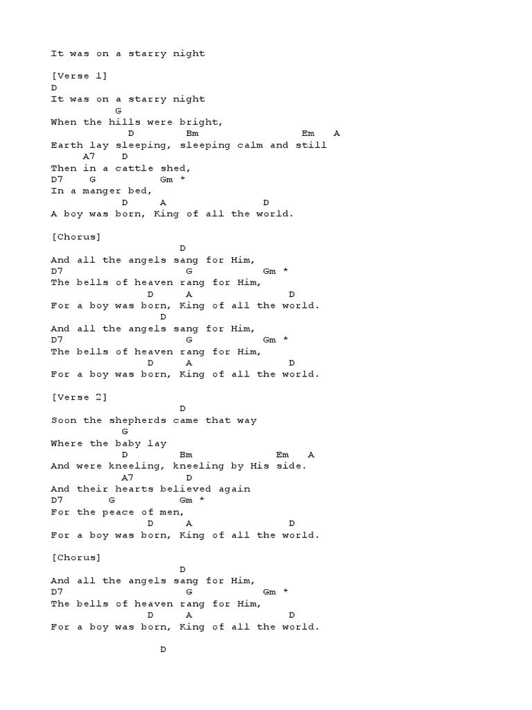 It Was on a Starry Night Lyrics | PDF