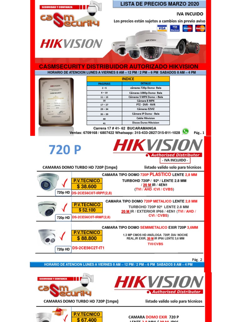 Precios Cámaras Hikvision Marzo 2020 | PDF | Hdmi | Lentes de aumento