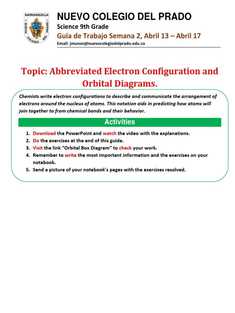 Guia 2 Electron Configuration | PDF | Science & Mathematics