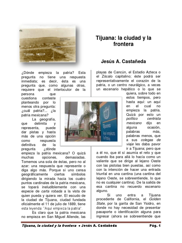 Tijuana: la ciudad fronteriza donde empieza la patria mexicana | PDF ...