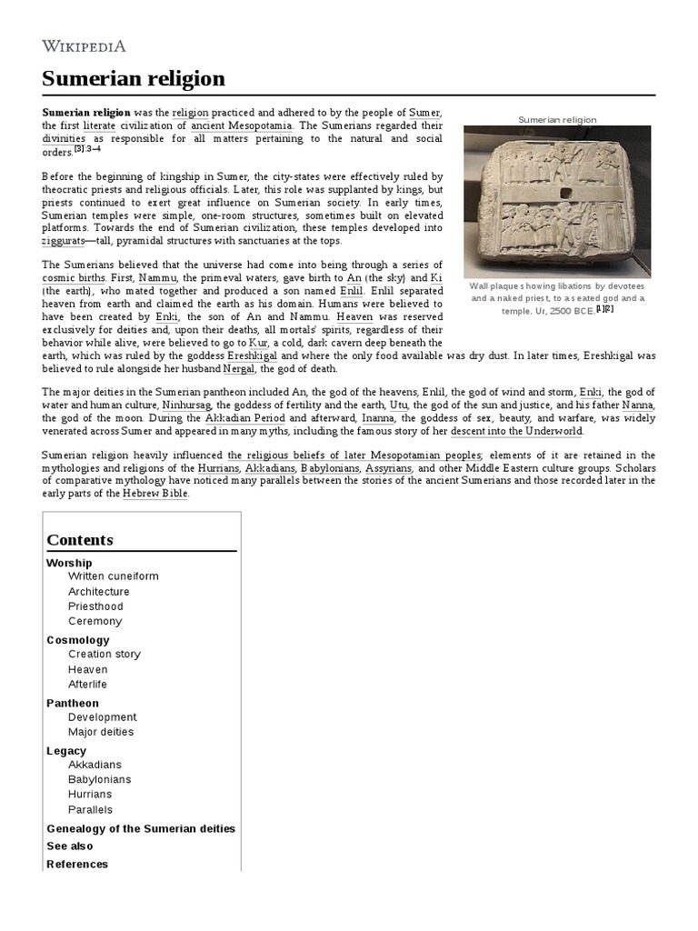 Sumerian Religion Sumerian Religion Was The Religion Practiced And