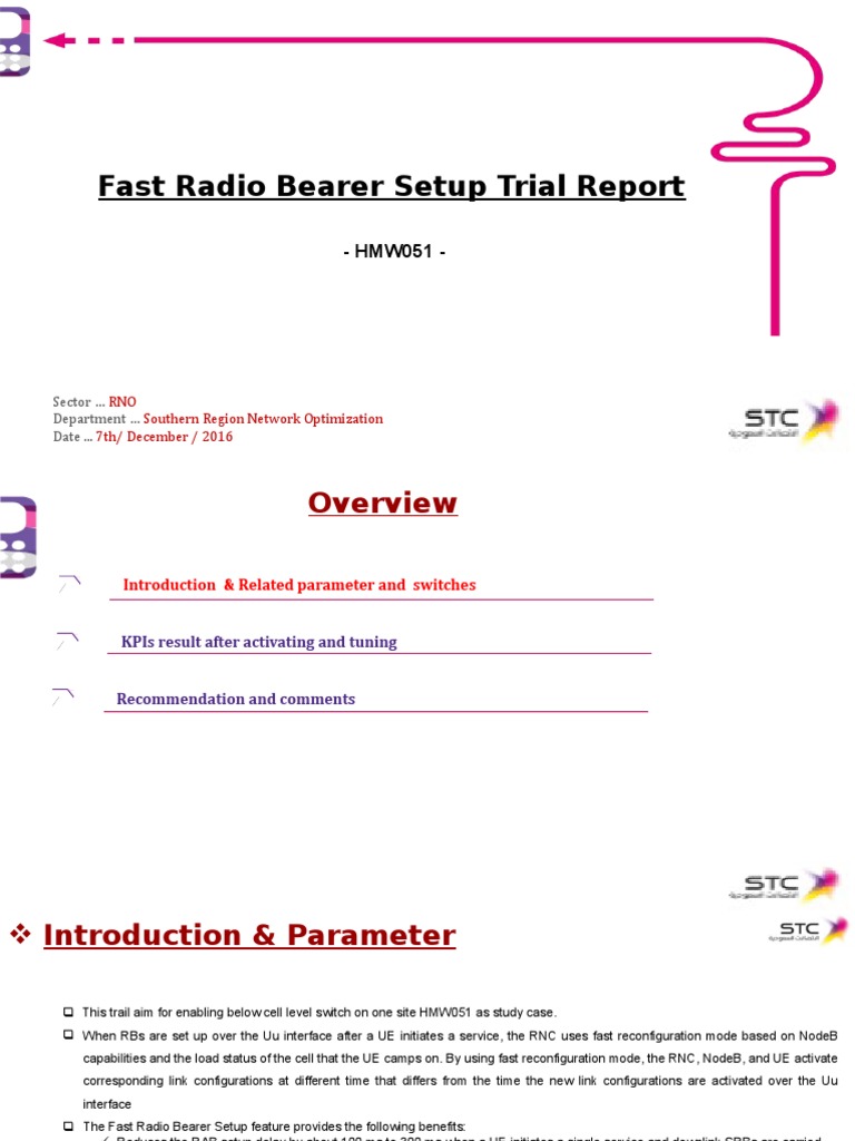 Fast Radio Bearer Setup Trial Report - Final | PDF | High Speed Packet ...