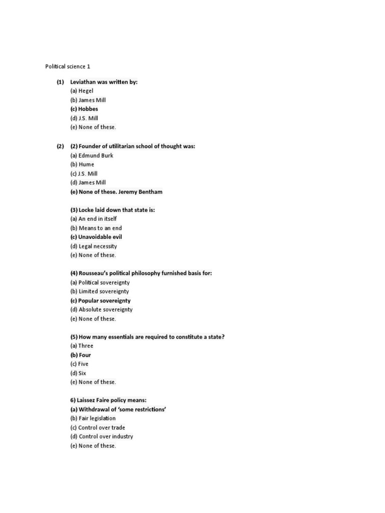 Political Science Objective | PDF | Political Philosophy | Muhammad Ali ...