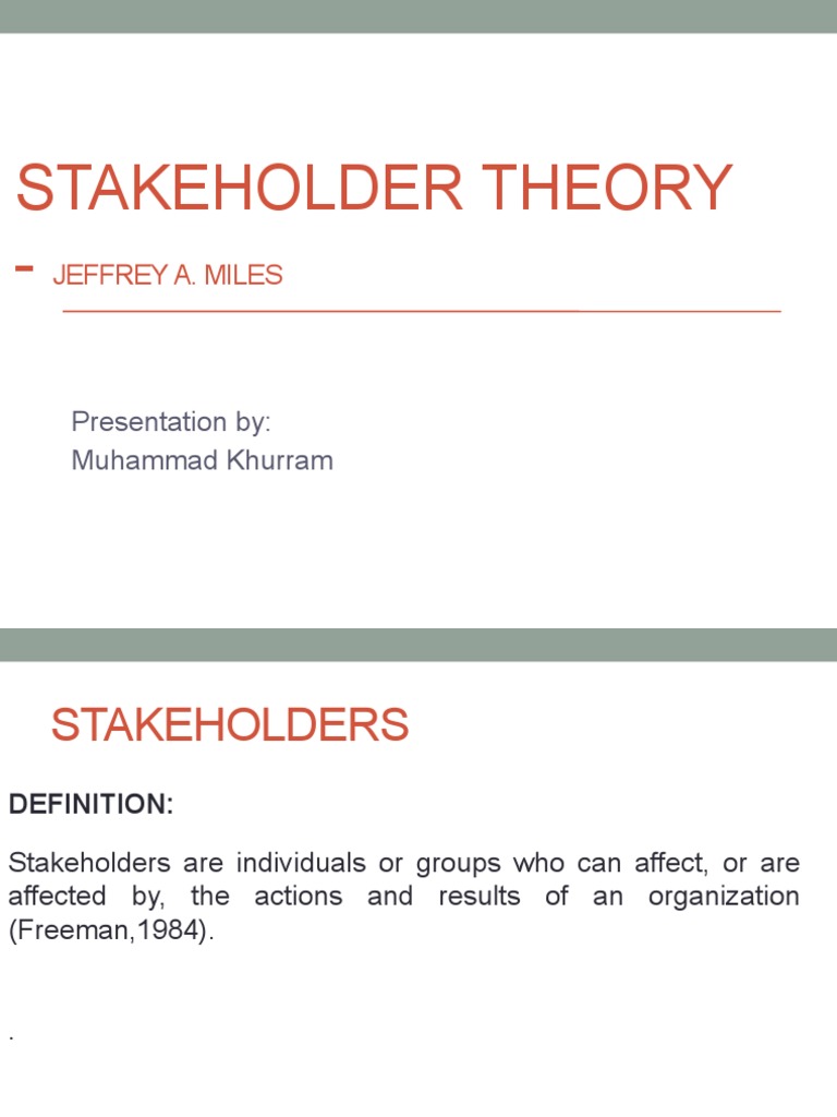 Stakeholder Theory - Presentation | PDF | Stakeholder (Corporate ...