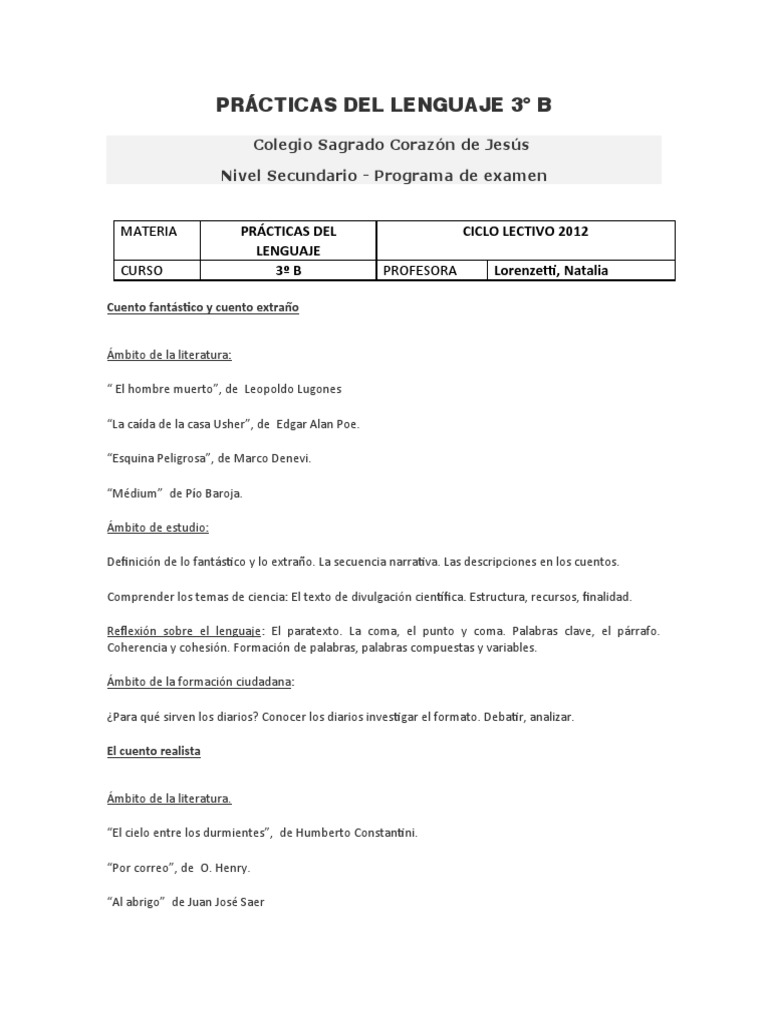 Prácticas Del Lenguaje 3 | PDF | Cuentos | Ciencia ficción