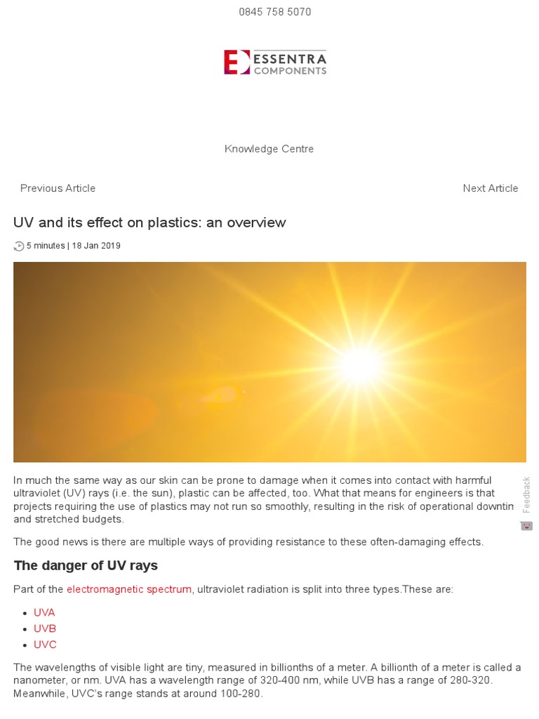 UV and Its Effect On Plastics - An Overview - Knowledge Centre ...