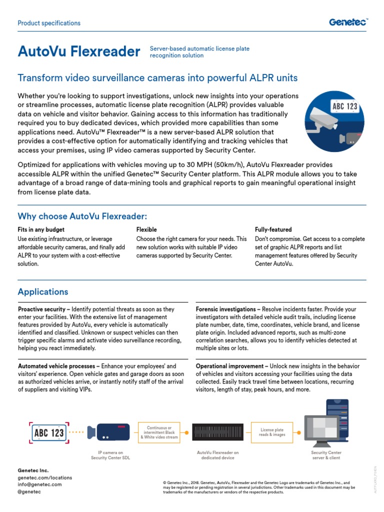 Autovu Flexreader Datasheet | PDF | Closed Circuit Television ...