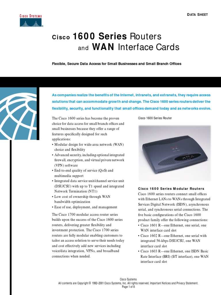 Manual Cisco Router 1600series | PDF | Virtual Private Network | Router (Computing)