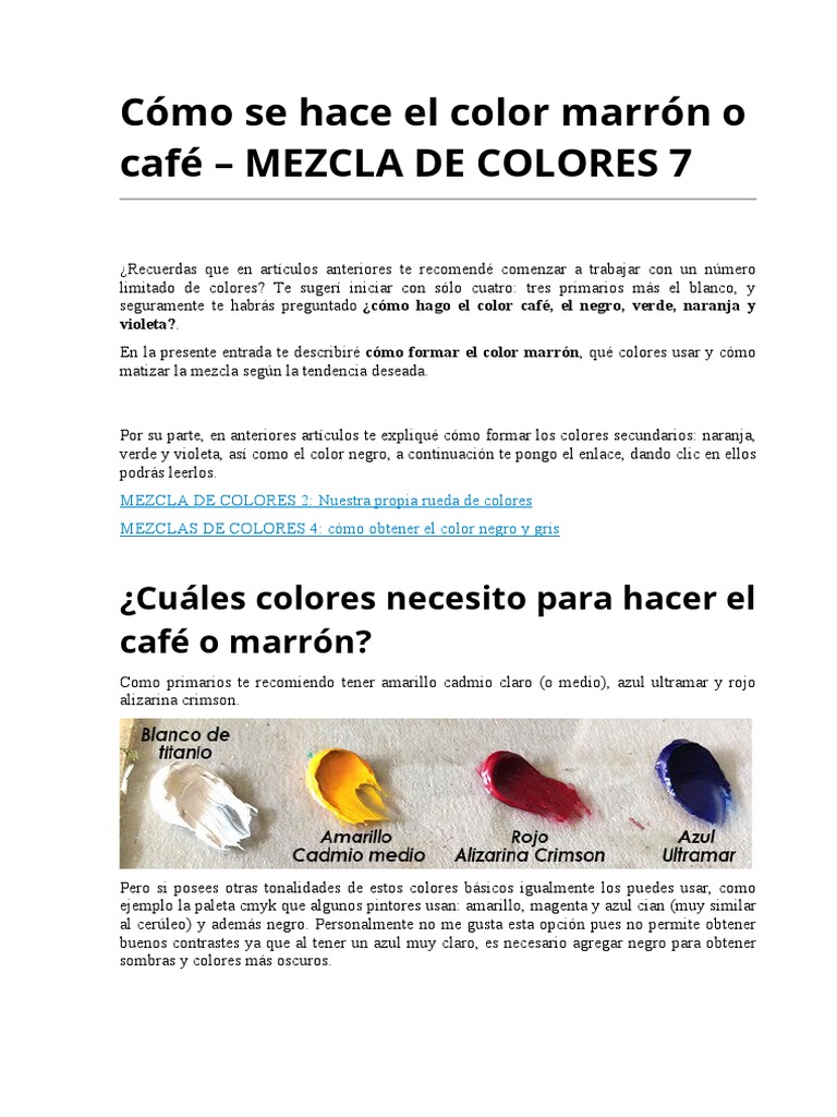 Cómo hacer el color café fácilmente | PDF | marrón | Color