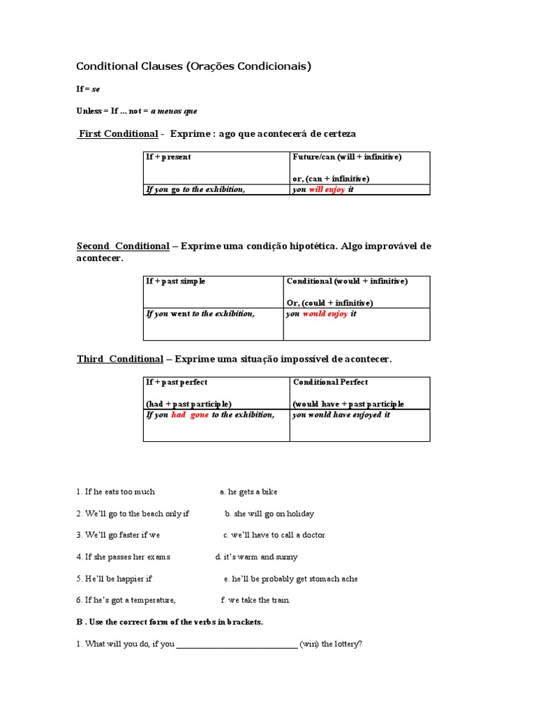 If Clauses (Type 1, 2, 3) | PDF | Linguistic Morphology | Language ...