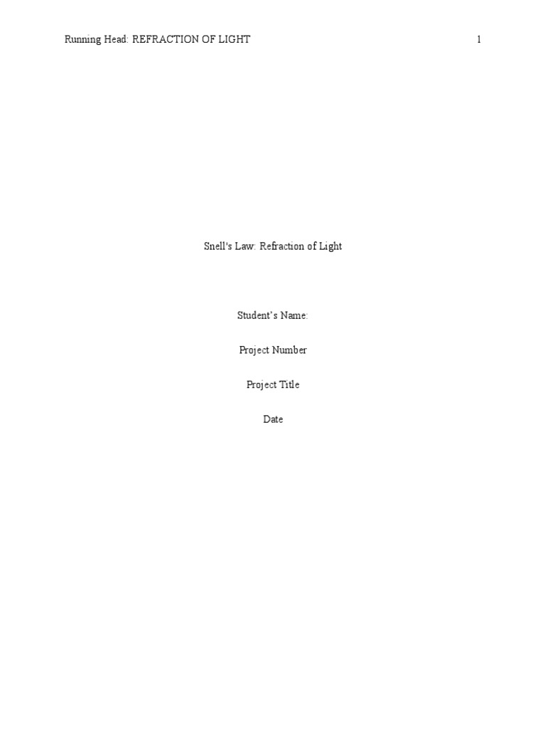 Snells Law, Refraction of Light | PDF | Refraction | Transmission Medium