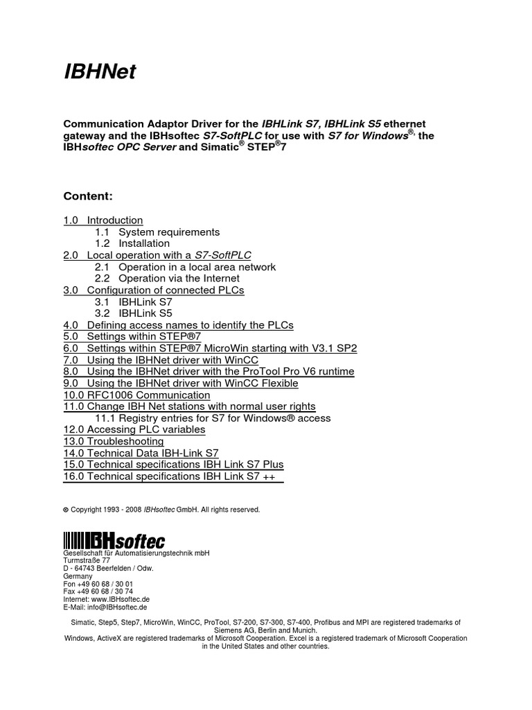 IBHNet Manual PDF | PDF | Programmable Logic Controller | Microsoft Windows