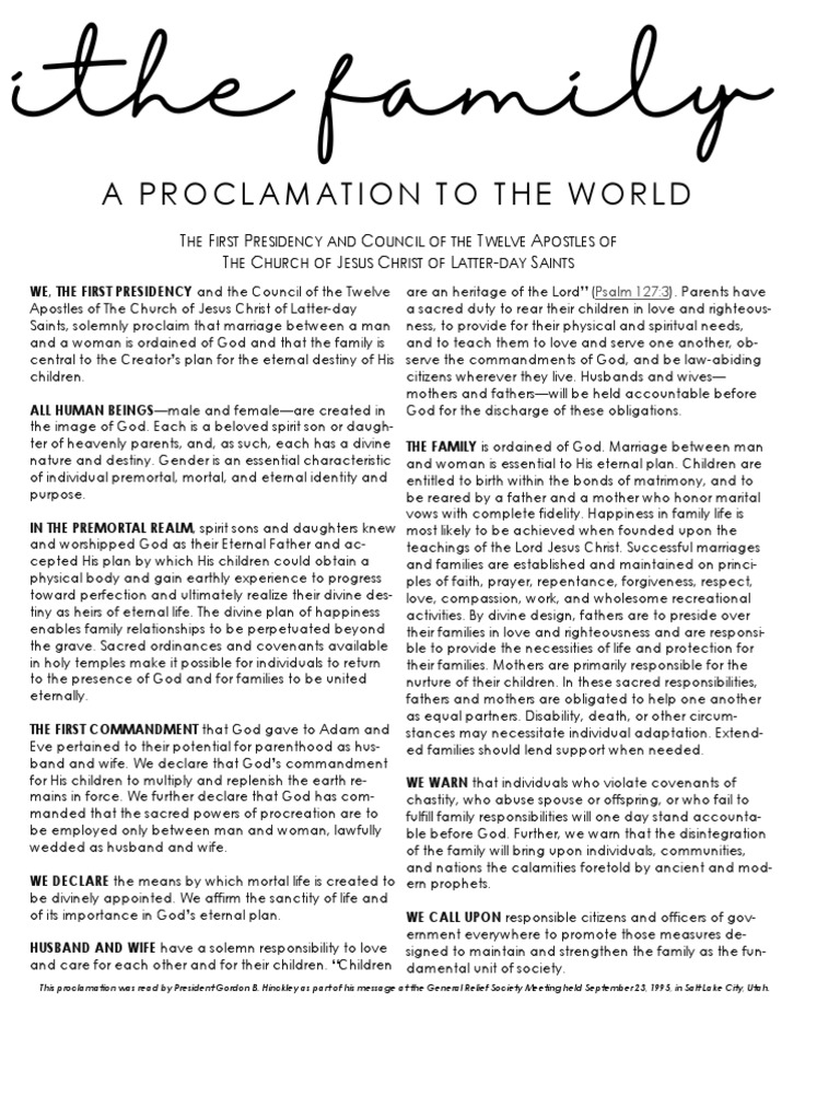 Proclamations | PDF | Restoration (Latter Day Saints) | God The Father