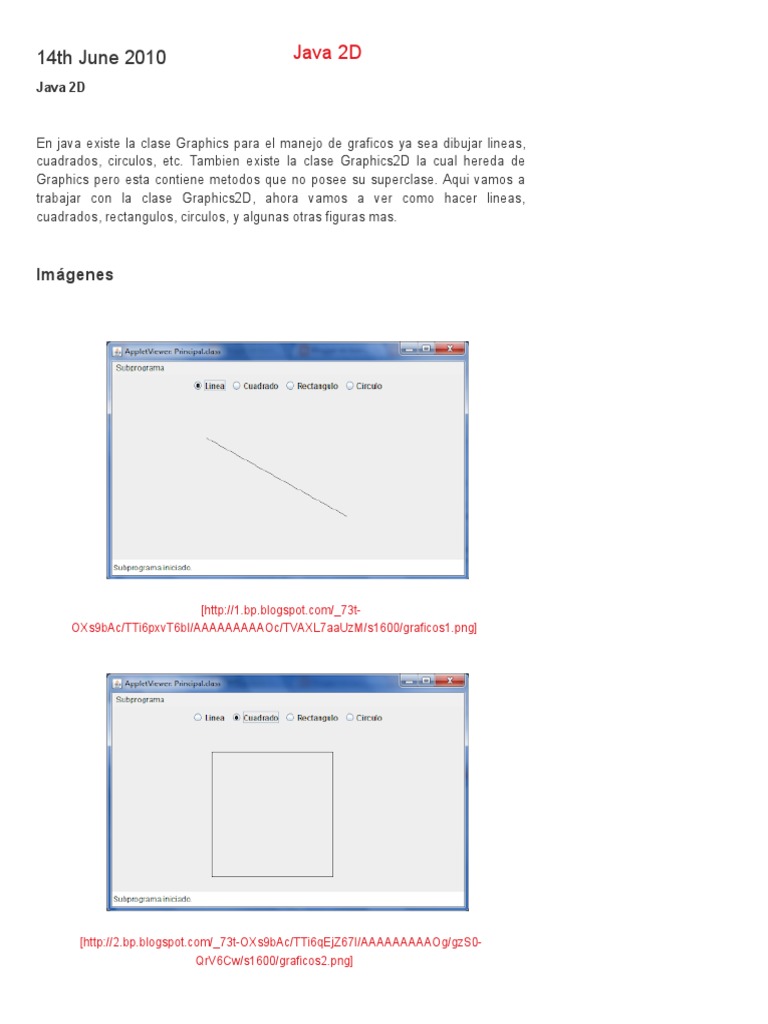 Java 2D - My Java Zone-Figuras Primitivas | PDF | Java (lenguaje de programación) | Programación ...