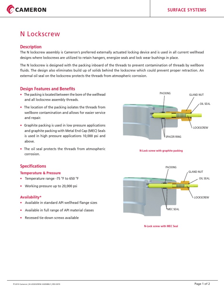 Catalogo - Cameron N Type Lockscrew (PDS0070) | PDF | Nut (Hardware ...