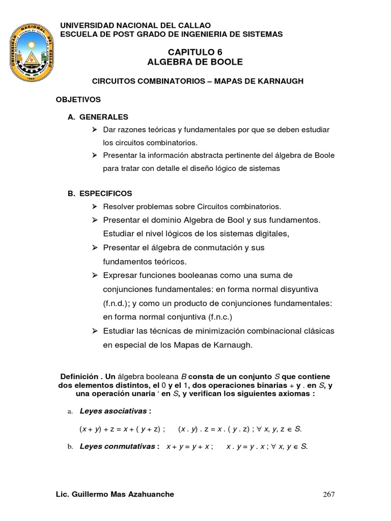 Cap 6 Circuitos Combinatorios Definitivo PDF | PDF | Álgebra de Boole | Enseñanza de matemática