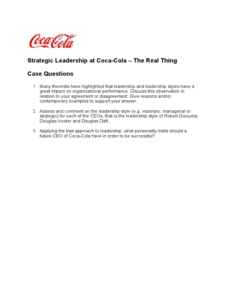 Coca-Cola Leadership Styles Analysis | PDF | Self-Improvement