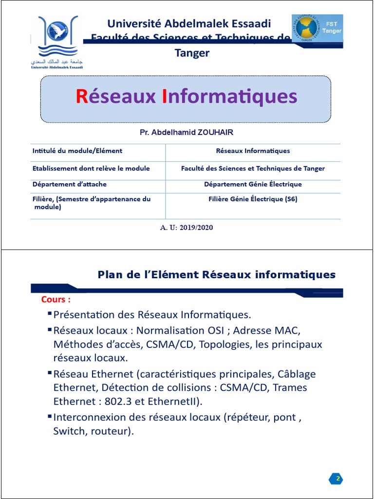 Cours Réseaux Informatiques | PDF | Ethernet | Topologie de réseau
