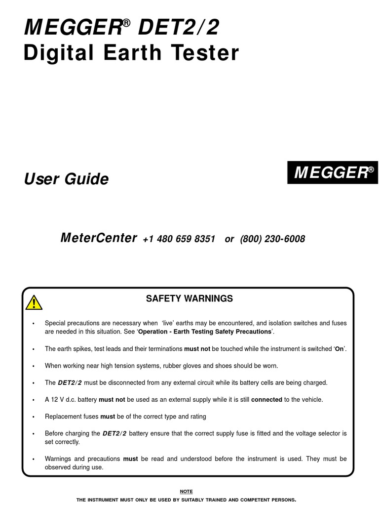 Digital Earth Tester: Megger DET2/2 | PDF