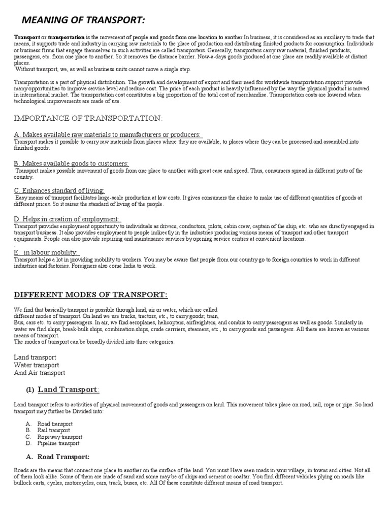 Transportation | PDF | Transport | Cargo