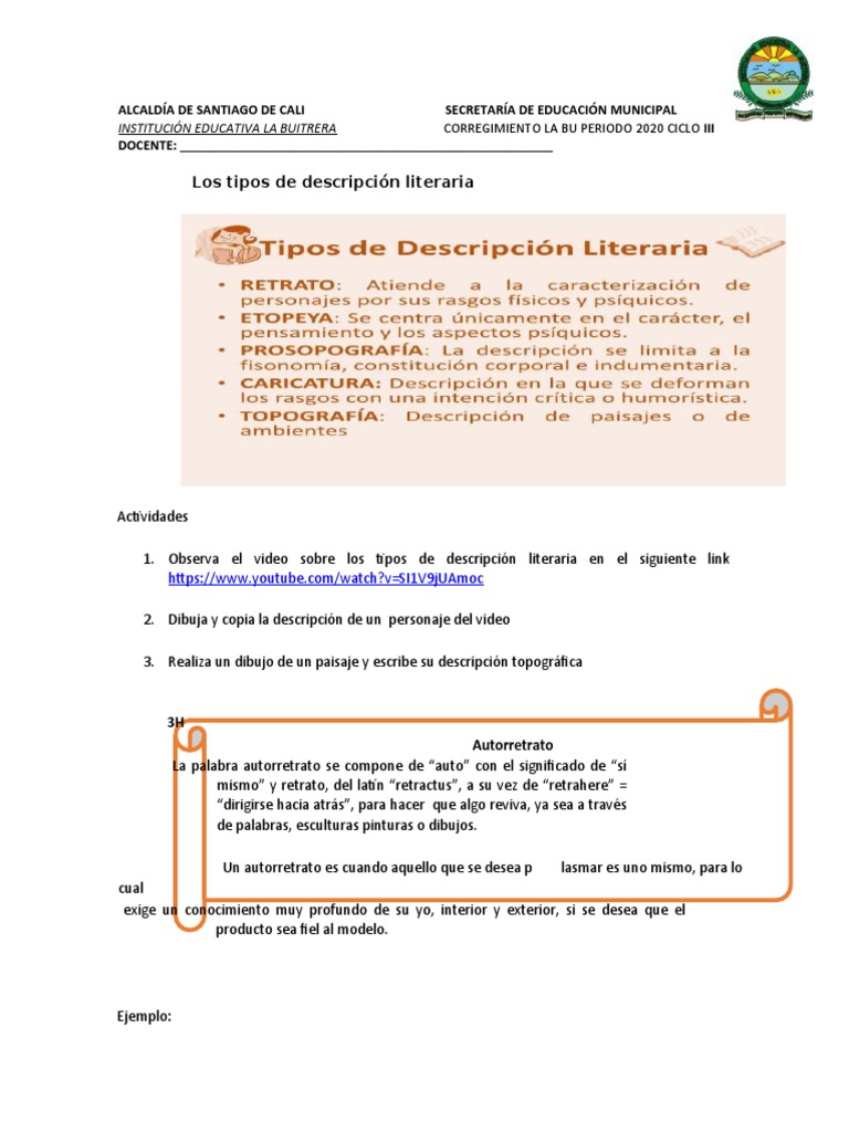 Los Tipos de Descripción Literaria CICLO III | PDF | Pinturas