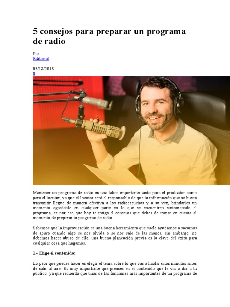 5 Consejos para Preparar Un Programa de Radio | PDF | Radio | Información