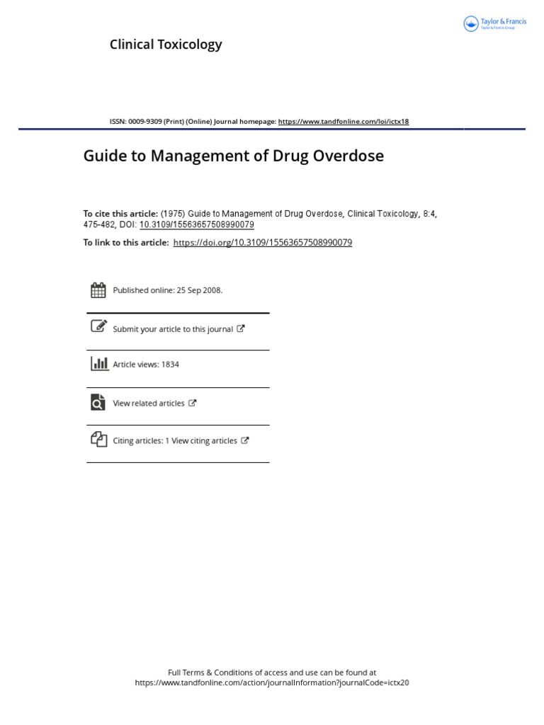Guide To Management of Drug Overdose | PDF | Intravenous Therapy | Vomiting