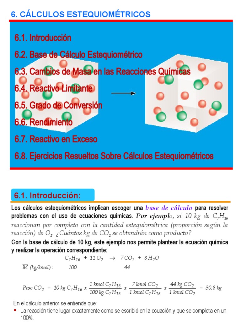 6. Cálculos Estequiométricos | Reacciones químicas | Estequiometría