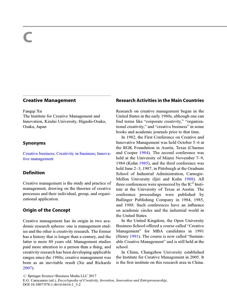 Encyclopedia of Creativity, Invention, Innovation and Entrepreneurship ...