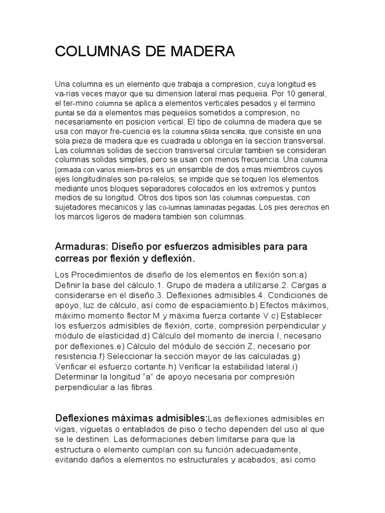 Diseño y Tipos de Columnas de Madera | PDF | Doblar | Materiales