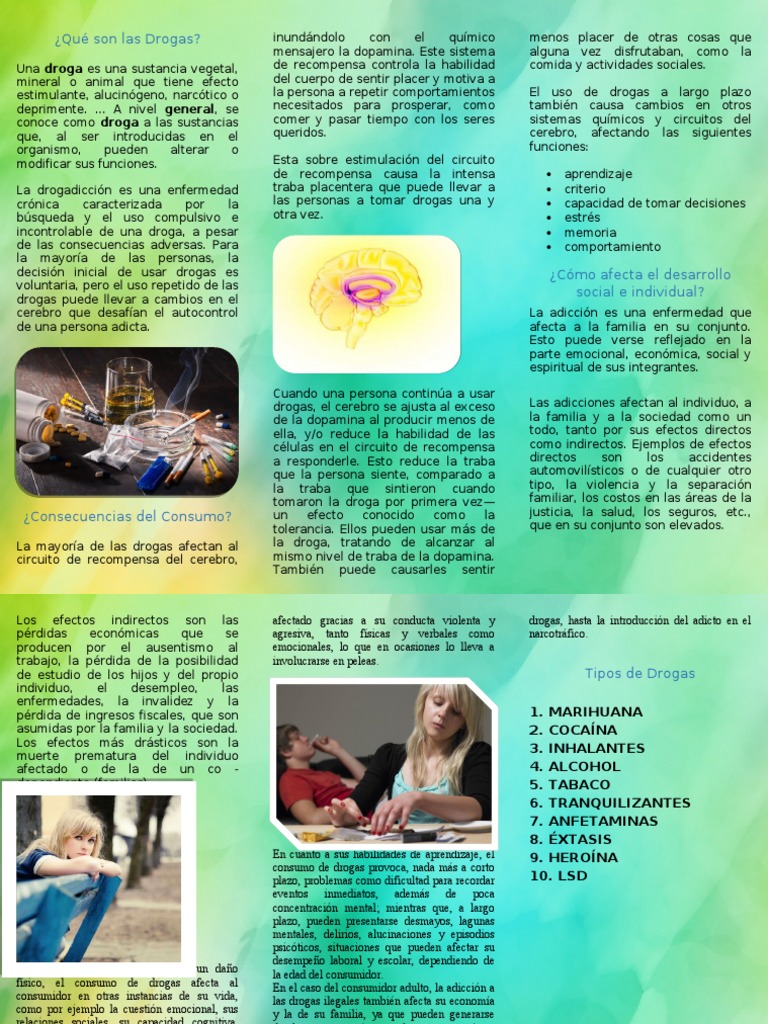Triptico Drogadiccion Final | PDF | La dependencia de sustancias | Drogas
