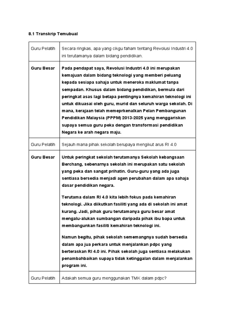Transkrip Temu Bual | PDF