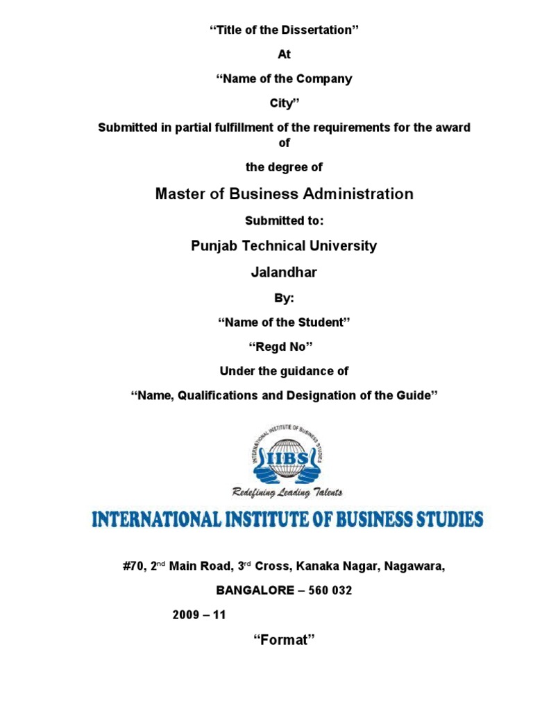 Initial Pages of the Project Report | Academic Degree | Thesis