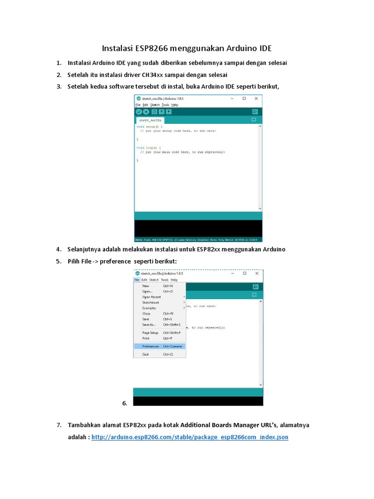 Instalasi ESP8266 Menggunakan Arduino IDE PDF | PDF