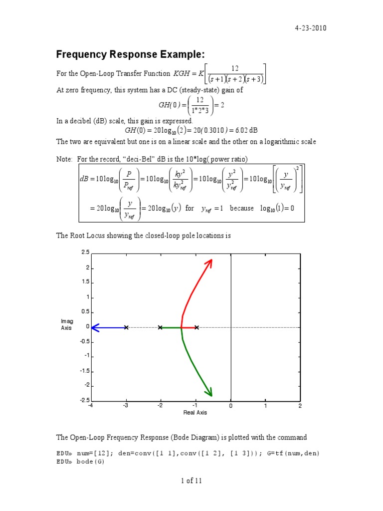 Frequency Response Example:: S S S K KGH | PDF | Control Theory ...