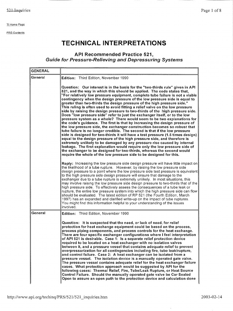 API 521 Technical Interpretation | PDF