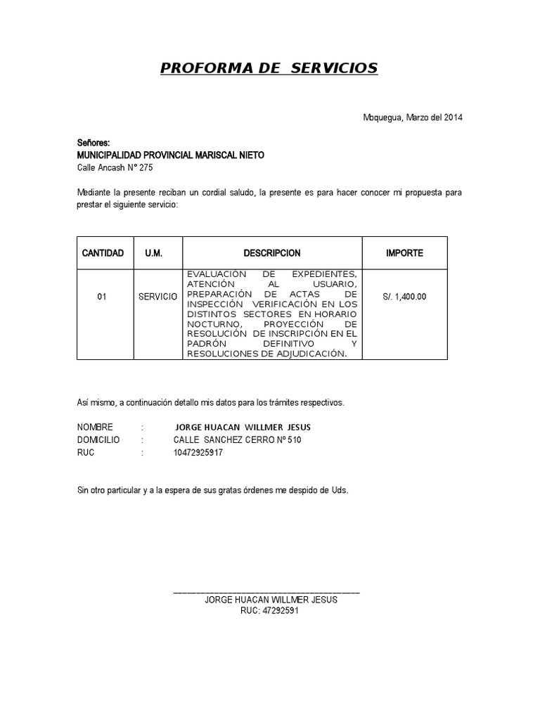 Proforma de Servicios | PDF | Agitación