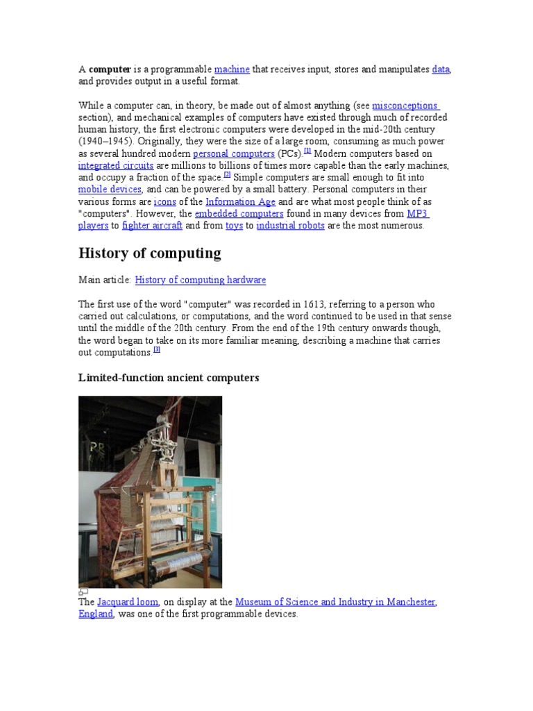 A Computer Is A Programmable Machine That Receives Input | PDF | Random ...