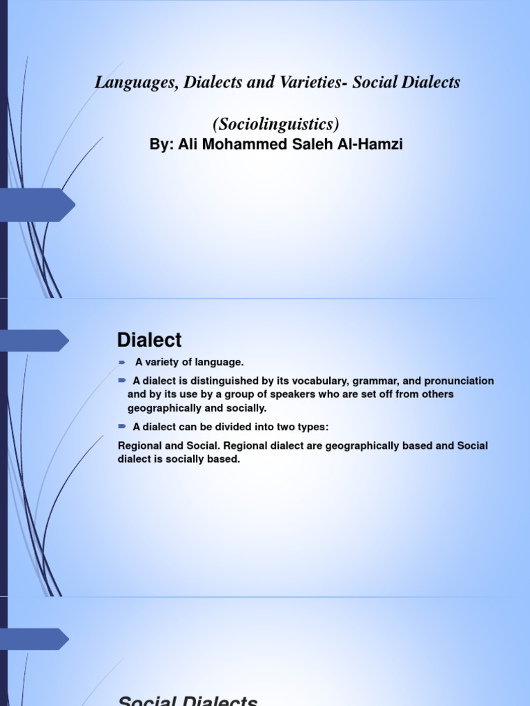Social Dialects - Sociolinguistics PDF | PDF | English Language | Dialect