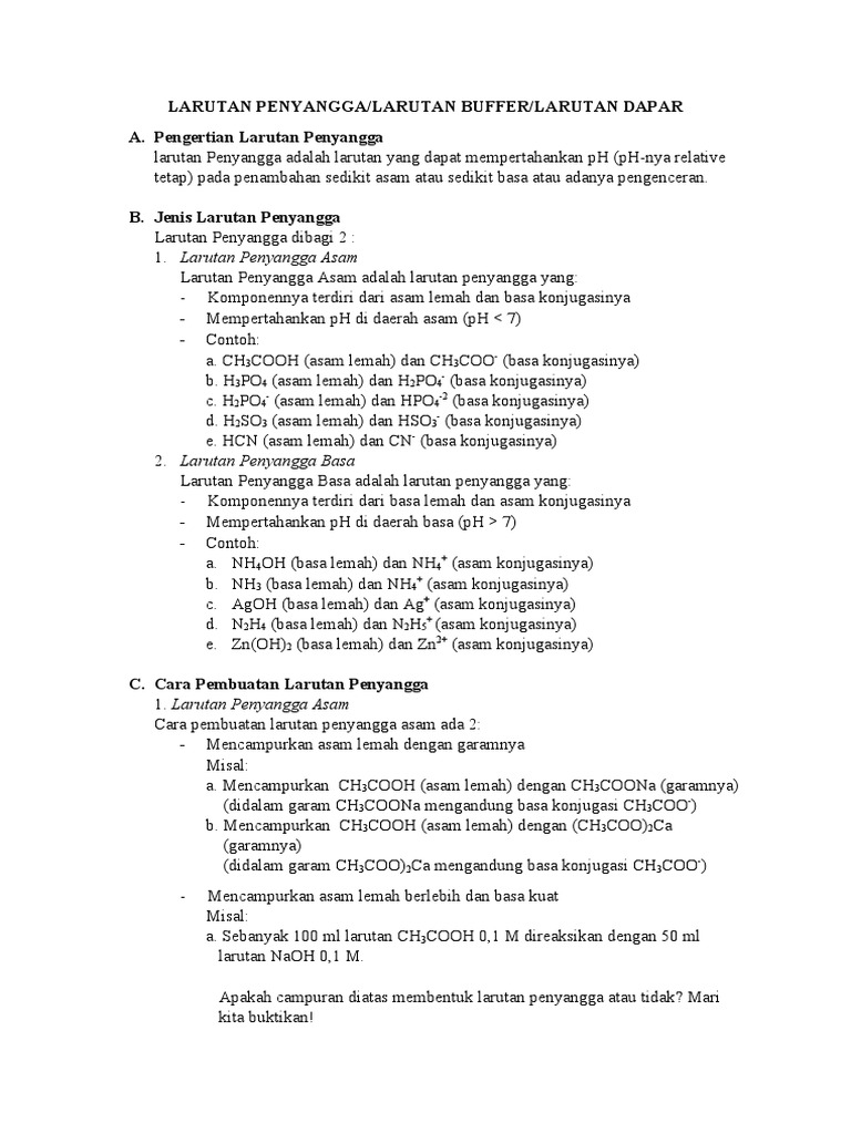 Materi Larutan Penyangga | PDF