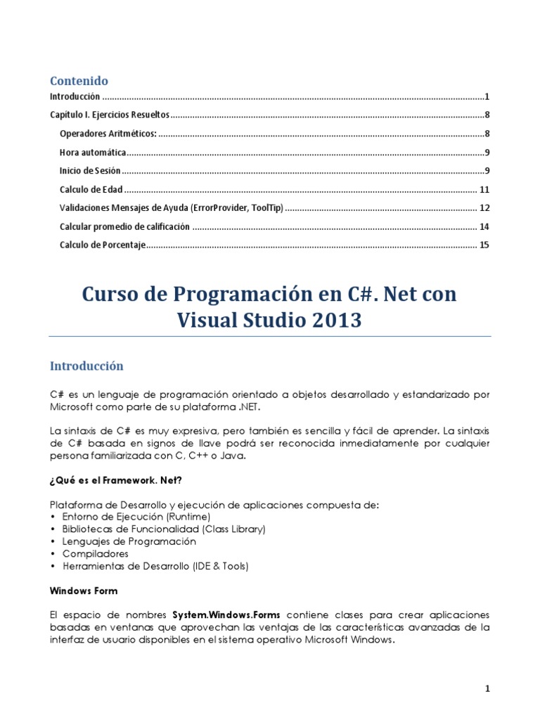 Curso de Programación en C# Windows Form | PDF | .NET Framework | C ...