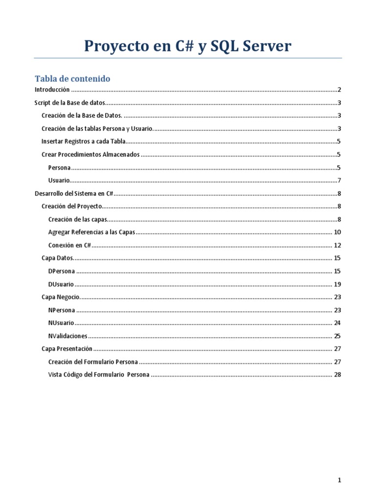Curso de Proyecto en C# y SQL Server | PDF | Servidor SQL de Microsoft ...