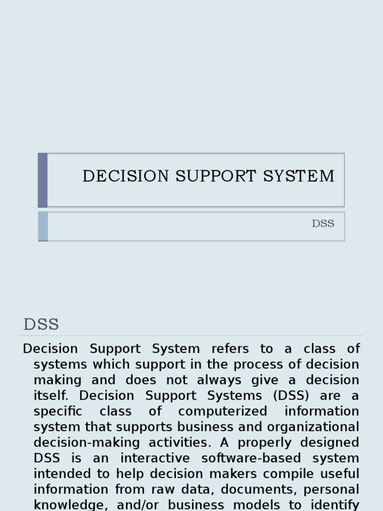 Decision Support System | PDF | Decision Support System | Databases