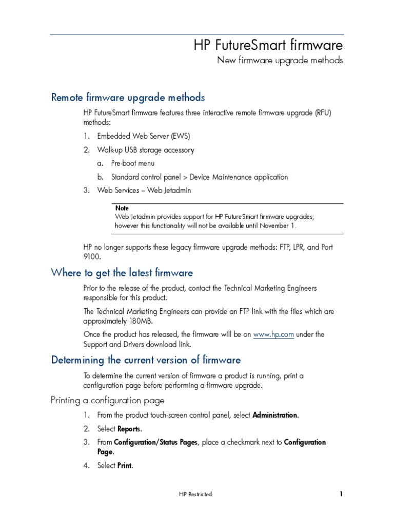 HP CM4540 MFP - Firmware - Upgrade - Methods ( (HP FutureSmart Firmware ...