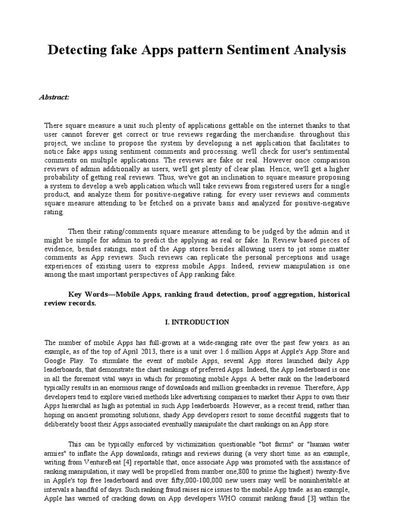 IEEE Paper Detecting Fraud Apps Using Sentimental Analysis | PDF | App Store (I Os) | Mobile App