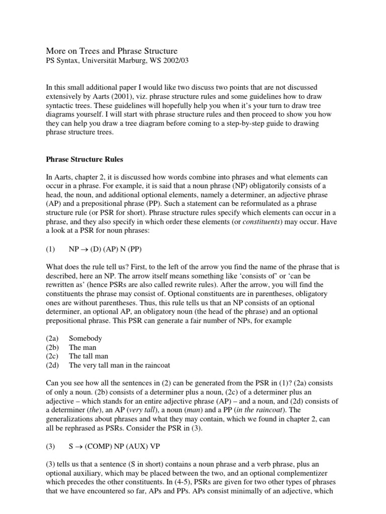 Guidelines for Drawing Syntactic Phrase Structure Trees Through Bottom ...